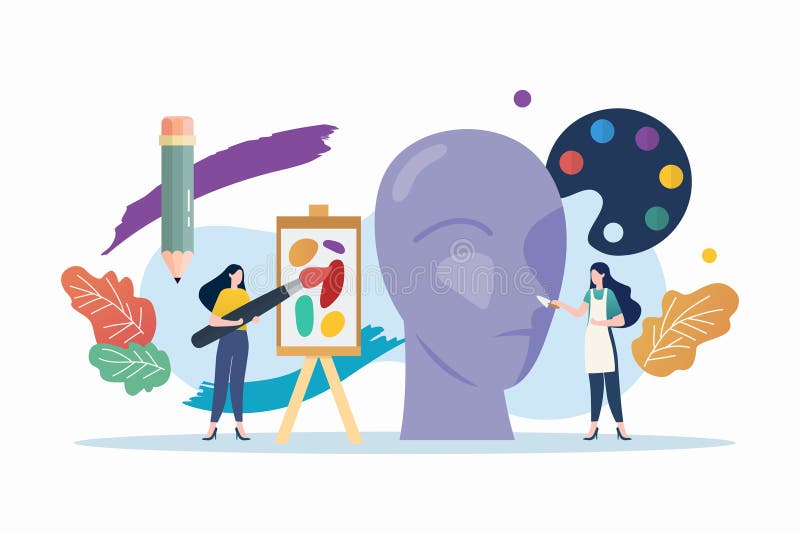 Art Class Scene with Miniature People. Art School Subject Stock ...