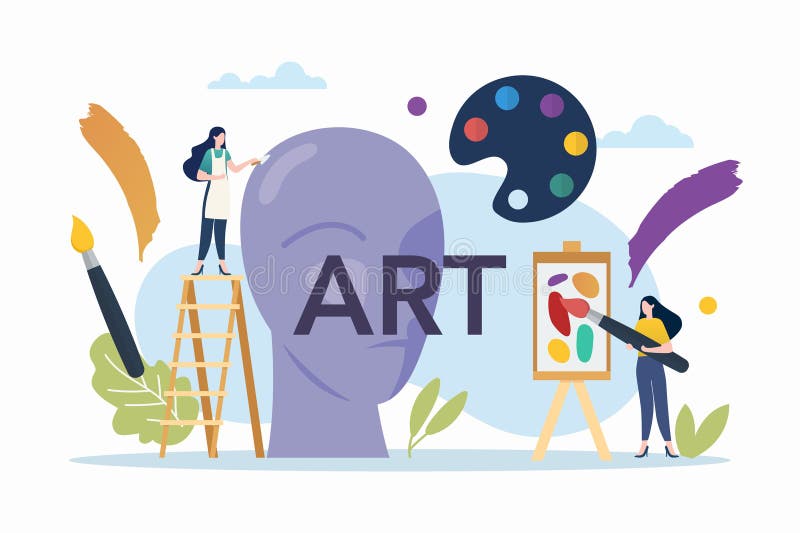 Art Class in School with Art Elements Stock Vector - Illustration of ...