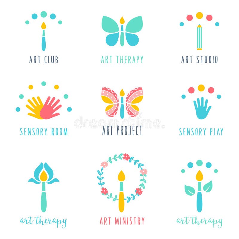 Art Class, Studio and Projects Icons. Art Therapy and Sensory Play ...