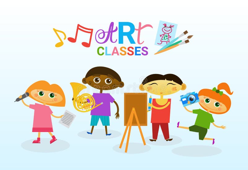 Art Classes for Kids Logo Creative Artistic School for Children Banner ...