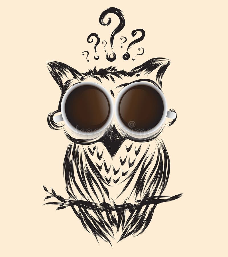 Art Coffee Owl Business Question Drawn Icon Symbol Vector Idea. Stock ...