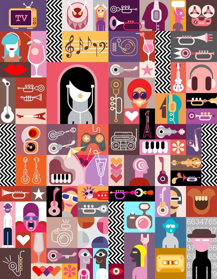 Art Collage / Art Composition Stock Vector - Illustration of portrait ...