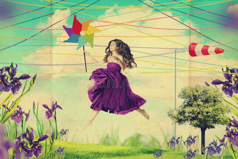 Art Collage with Beautiful Woman, Creative Work Stock Photo - Image of ...