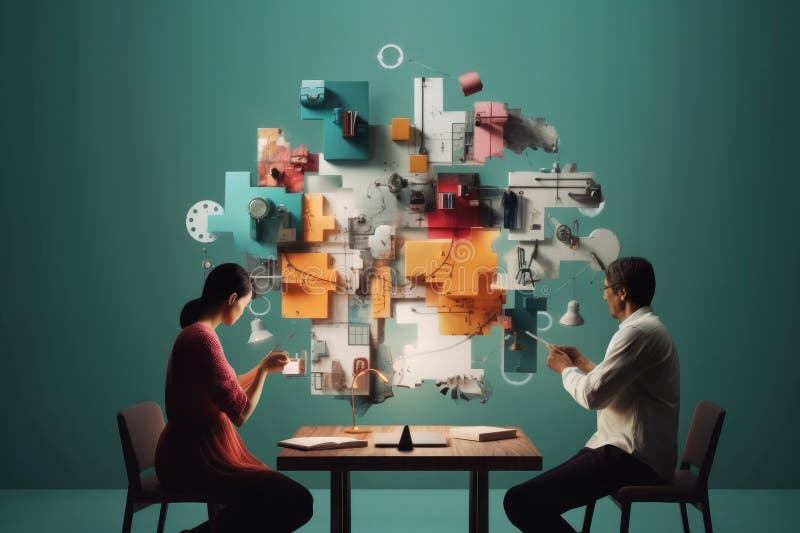 Art Collage. Business Team Brainstorm Concept Stock Illustration ...