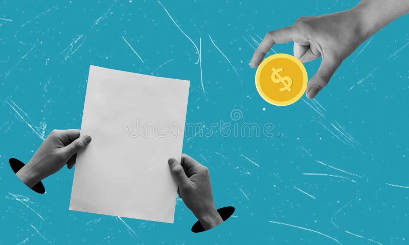 Art Collage, Contemporary Art Collage of Hands with Documents and Money ...