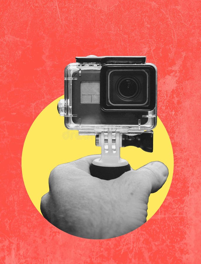 Art Collage, a Hand with a Video Camera Filming Itself Stock ...