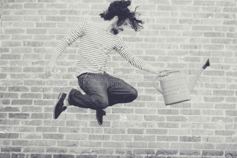 Art Collage in Handsome Man in Jump Stock Photo - Image of outside ...