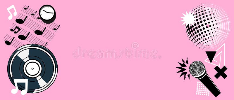 Art Collage with Music Notes and Microphone with Copy Space. Music ...