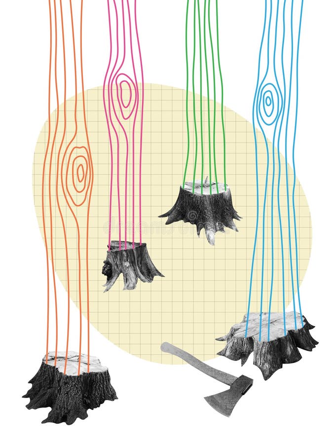 Creative Art Collage on the Theme of Ecology and Deforestation Stock ...