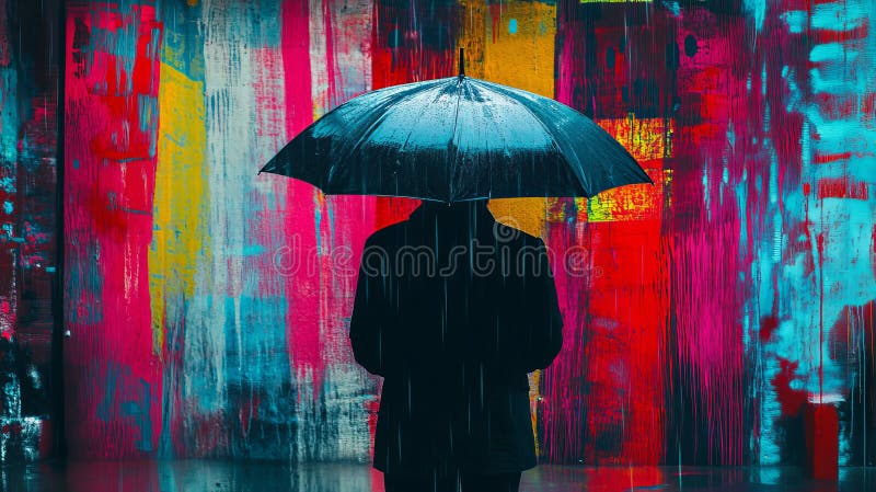 Art Collage of an Umbrella Representing Protection from Adverse Factors ...