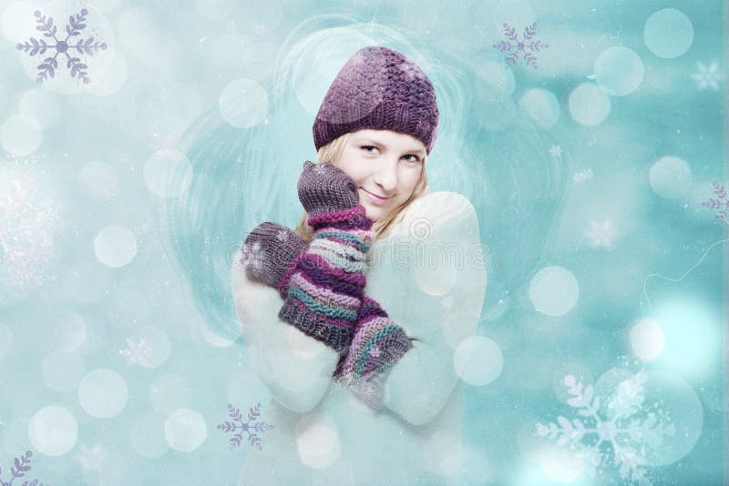 Art Collage with Winter Girl Stock Photo - Image of christmas, december ...