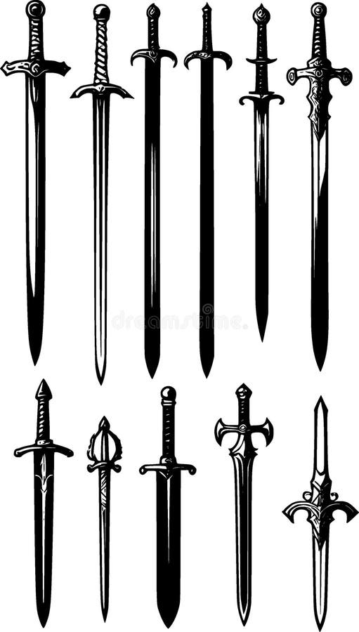 Collection of Hand Drawn Sword Stock Illustration - Illustration of ...
