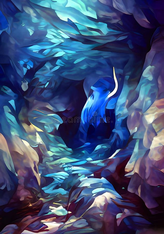 Color of Blue Cave Background Stock Illustration - Illustration of ...