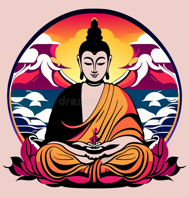 Color of buddha cartoon stock illustration. Illustration of temple ...