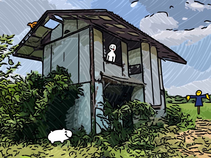 Home Cartoon on White Background Stock Illustration - Illustration of ...