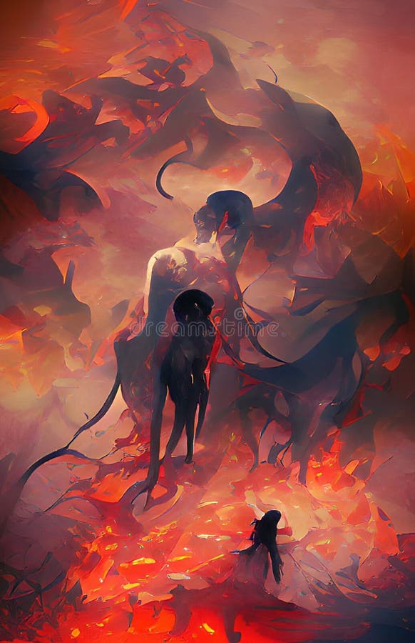 Art Color of Monster in the Hell Stock Illustration - Illustration of ...