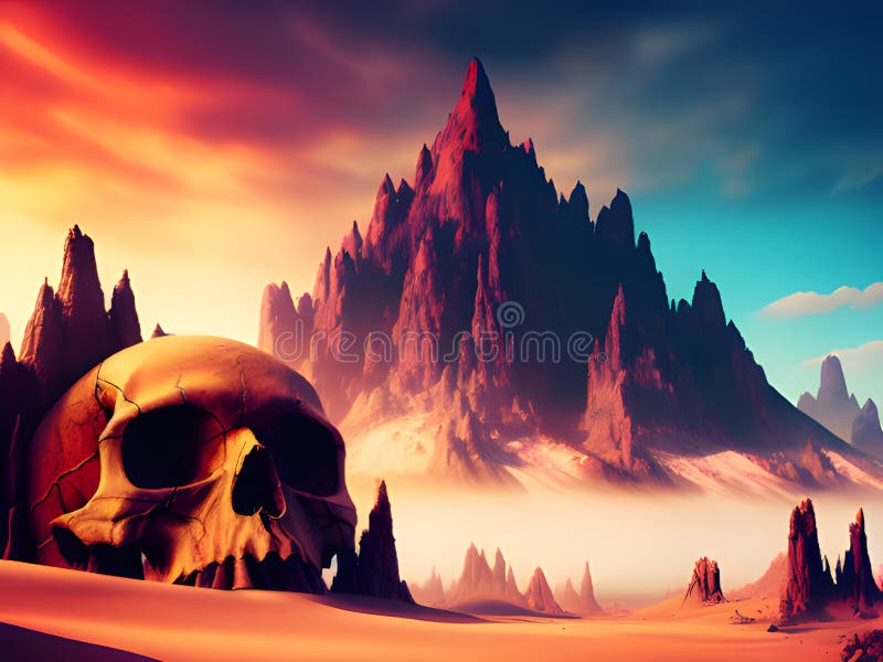 Art Color of Skull Mountain Background, Ai Generated Stock Illustration ...