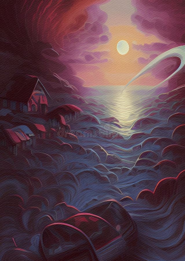 Tsunami waves background stock illustration. Illustration of wave ...