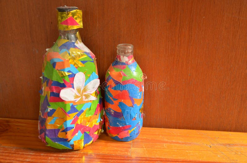 Art of Colored Paper on the Bottles Stock Image - Image of ornament ...