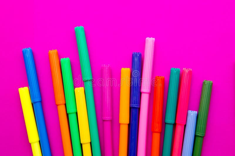 Colored Pens on the Table To Use for Sketching Stock Image - Image of ...