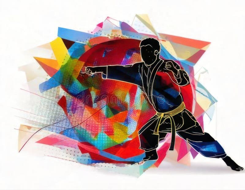 The Art of Combat Abstract Karate Fighting Stock Illustration ...