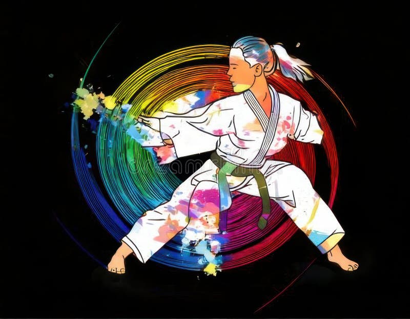 The Art of Combat Abstract Karate Fighting Stock Illustration ...
