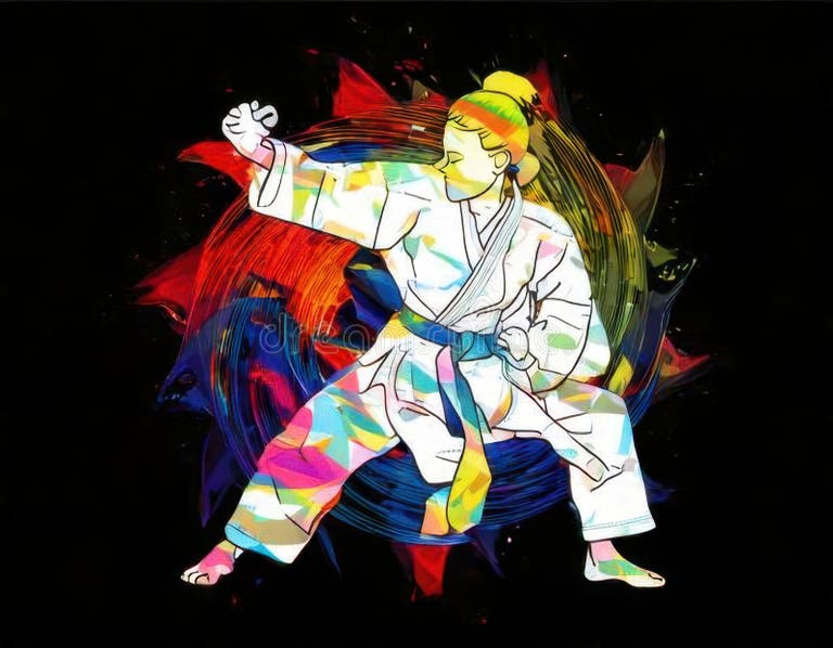 The Art of Combat Abstract Karate Fighting Stock Illustration ...