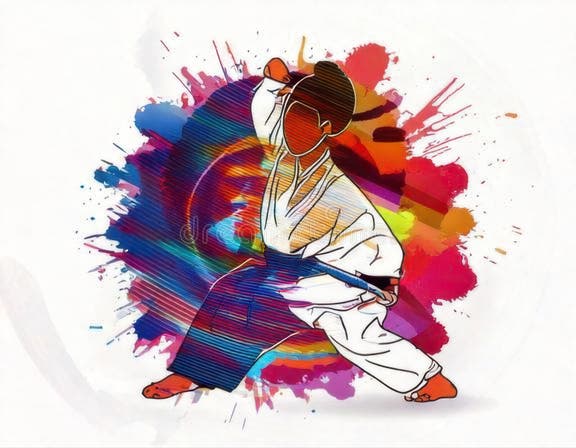 The Art of Combat Abstract Karate Fighting Stock Illustration ...