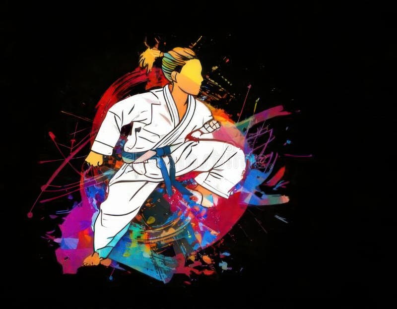 The Art of Combat Abstract Karate Fighting Stock Illustration ...