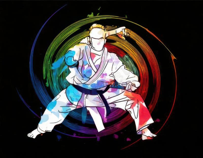 The Art of Combat Abstract Karate Fighting Stock Illustration ...