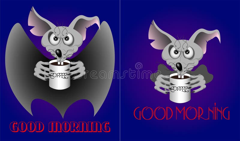 Art Comic Illustration Mouse with a Cup of Coffee and the Inscription ...