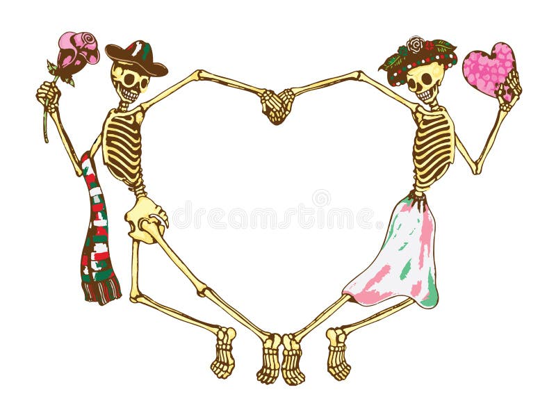 Art Couple in Love Skull Day of the Dead. Stock Vector - Illustration ...