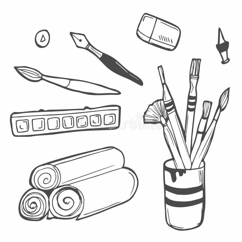 Art and Craft Hand Drawn Vector Symbols and Objects Stock Vector ...