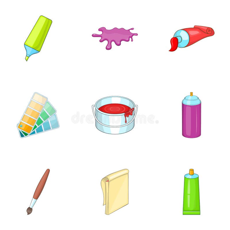 Art and Craft Symbol Icons Set, Cartoon Style Stock Vector ...