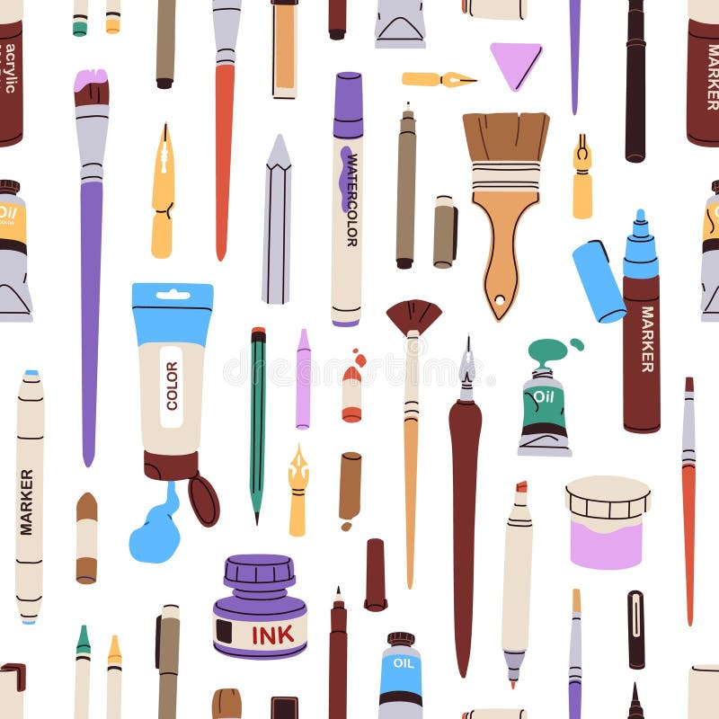 Art and Craft Tools, Seamless Pattern. Endless Background, Creative ...