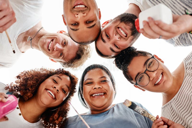 Art Creates Unity. Low Angle Portrait of a Diverse Group of Friends ...