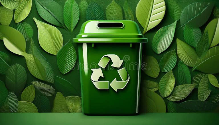 Art of Creative Eco Pattern Made of Trash Recycle Bin. Green Eco ...