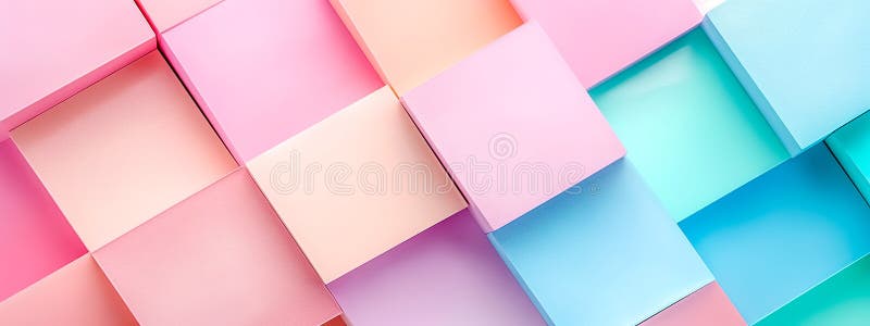 Art Creative Geometric Boxes in Pastel Colors, Banner Stock ...