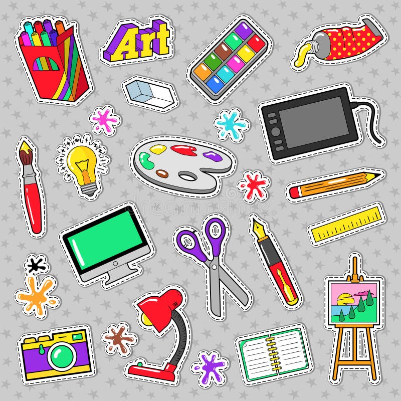 Art Creativity Badges, Stickers, Patches Stock Vector - Illustration of ...