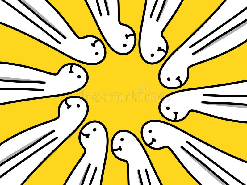 Cute Cartoon on Yellow Background Stock Illustration - Illustration of ...