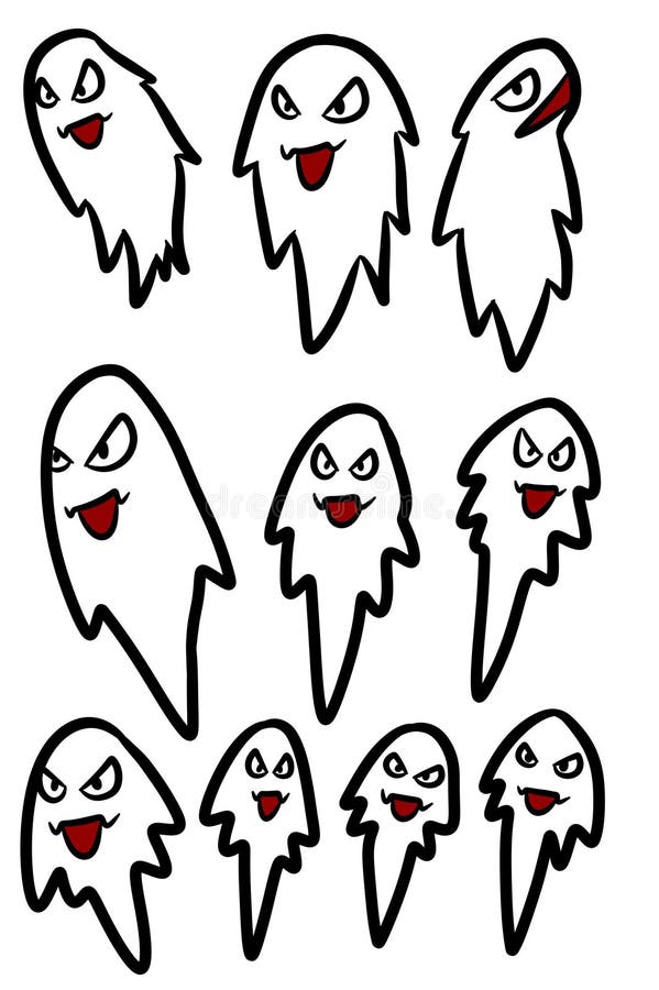 Ghost Cartoon on White Background Stock Illustration - Illustration of ...