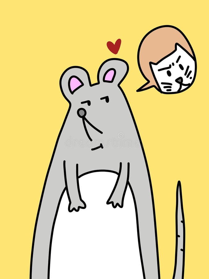Cute Rat Cartoon on Yellow Background Stock Illustration - Illustration ...