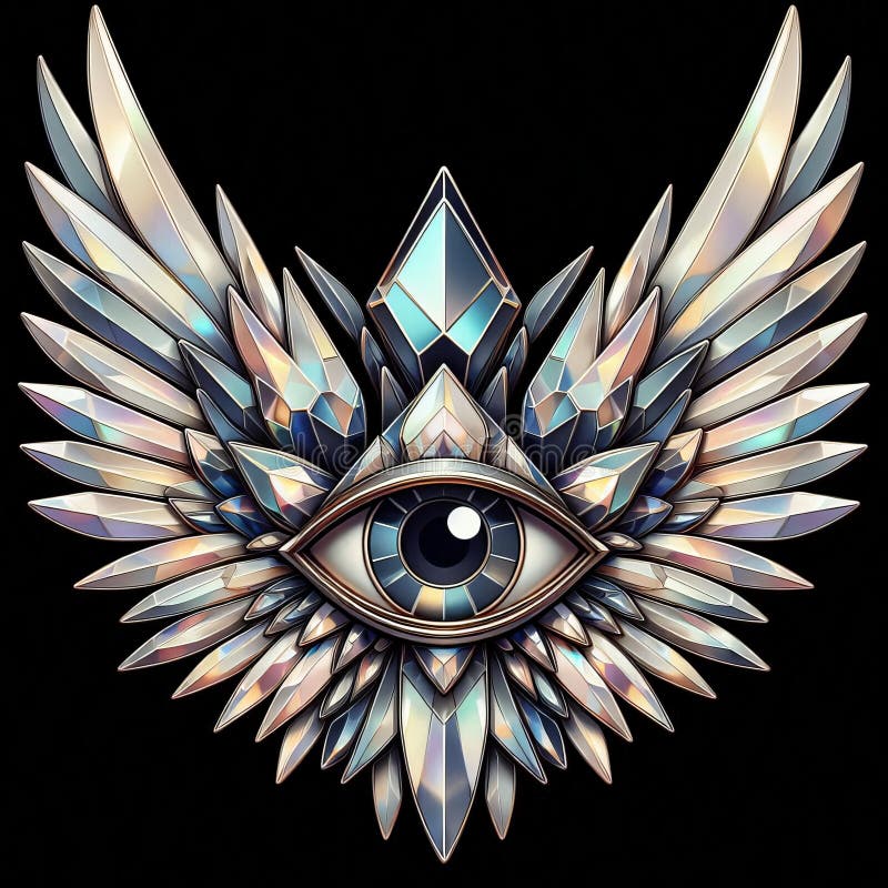 Art Deco Angel Eye with Gemstone Wing an Angel S Eye Rendered in Stock ...