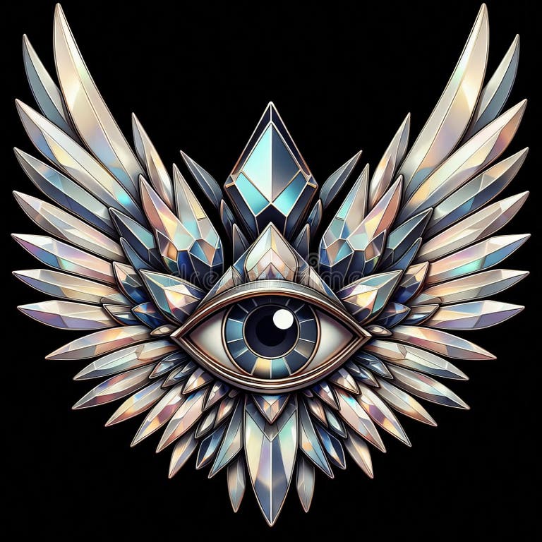 Art Deco Angel Eye with Gemstone Wing an Angel S Eye Rendered in Stock ...