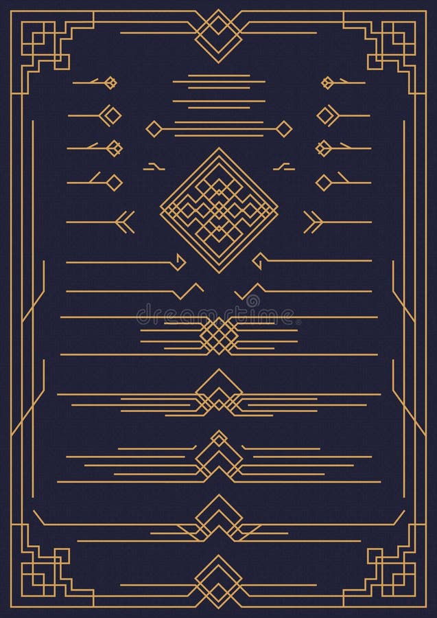 Art Deco Line Border. Modern Arabic Gold Frames, Decorative Lines ...