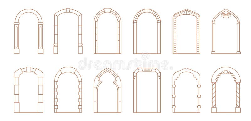 Art Deco Arch Windows and Boho Door Frames Stock Vector - Illustration ...