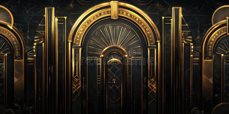 Art Deco Gold Gate stock illustration. Illustration of gateway - 385874663