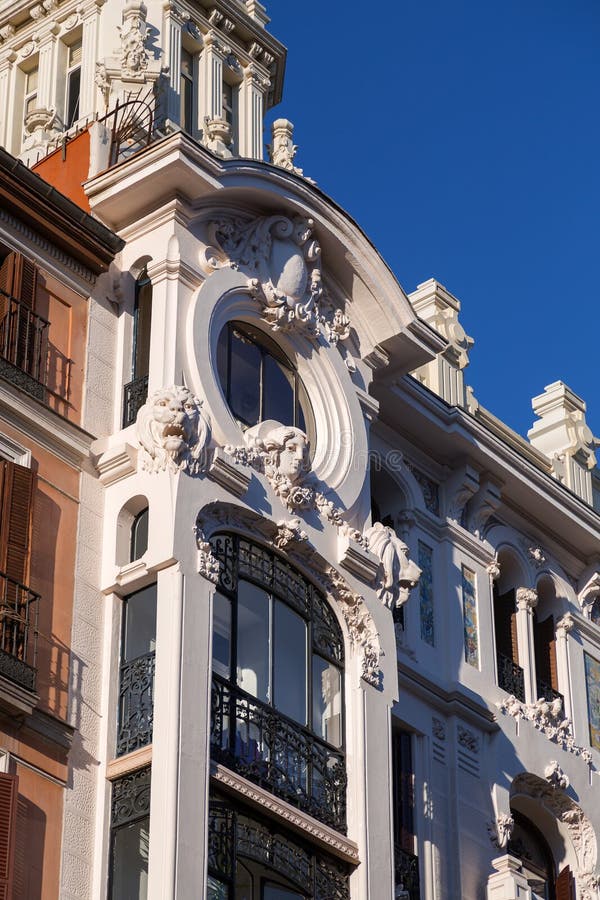 Art Deco Architecture in Central Madrid, Spain Stock Photo - Image of ...