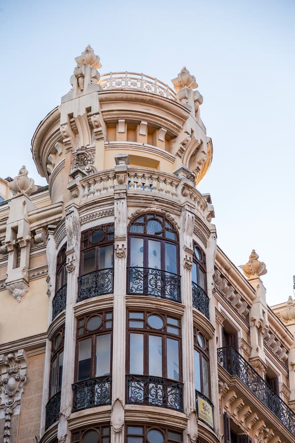 Art Deco Architecture in Central Madrid, Spain Stock Photo - Image of ...