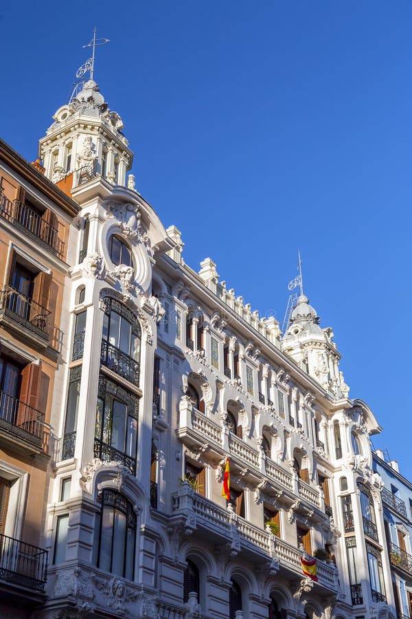 Art Deco Architecture in Central Madrid, Spain Stock Photo - Image of ...